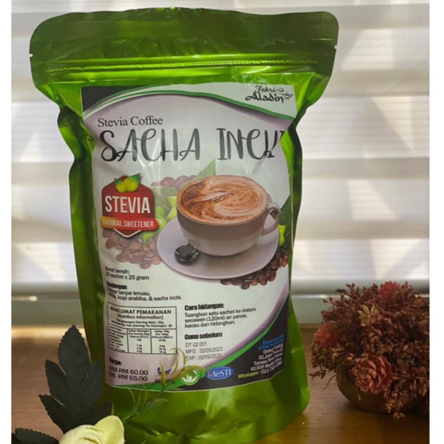KOPI SACHA INCHI PREMIUM + STEVIA 20 Sachet Sacha inchi Stevia kopi ...