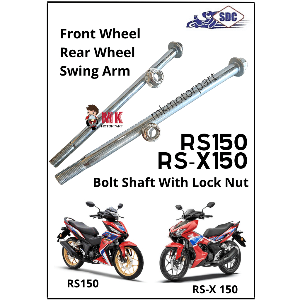 Honda RS150 / RS150R / RSX / RS-X 150 FRONT REAR WHEEL SWING ARM FORK SHAFT With LOCK NUT Sap ...