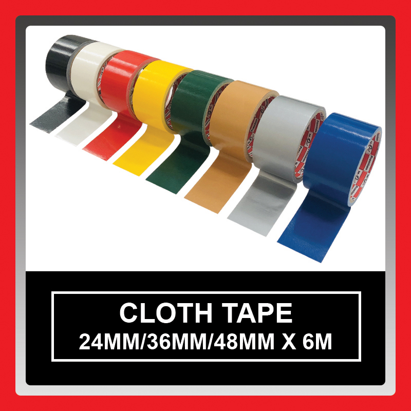 M-ONE Cloth Tape / Binding Tape 24mm / 36mm / 48mm x 6m & 12m Black ...