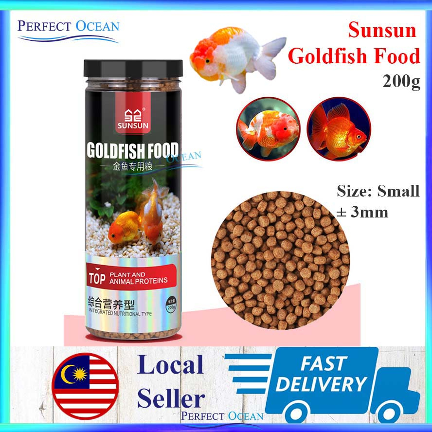 Sunsun Goldfish Floating Fish Food 3mm Small 200g Ikan Emas Koi Makanan ...
