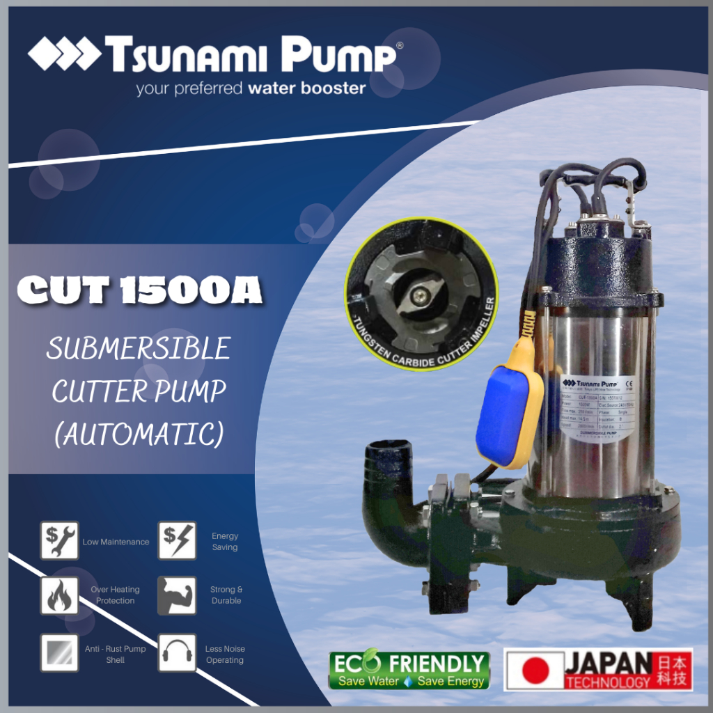 TSUNAMI PUMP CUT1500A Submersible Cutter Pump ( Automatic) | Shopee ...