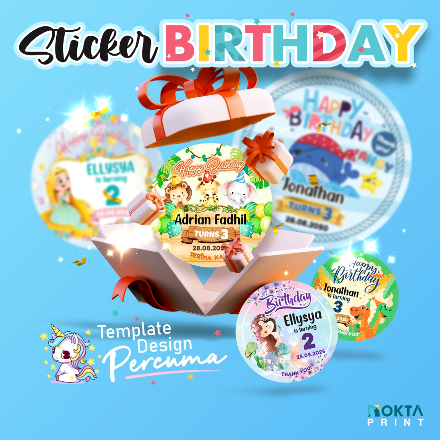 Sticker Birthday | Doorgift & Goodies Labels | Free Design Template ...