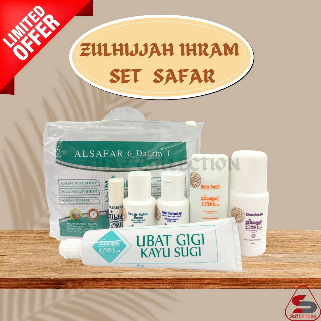 ZULHIJJAH Kosmetik Ihram Haji Umrah SET SAFAR (6in1) Sabun Mandi, Lipbalm, Deodoran, Krim Tumit ...