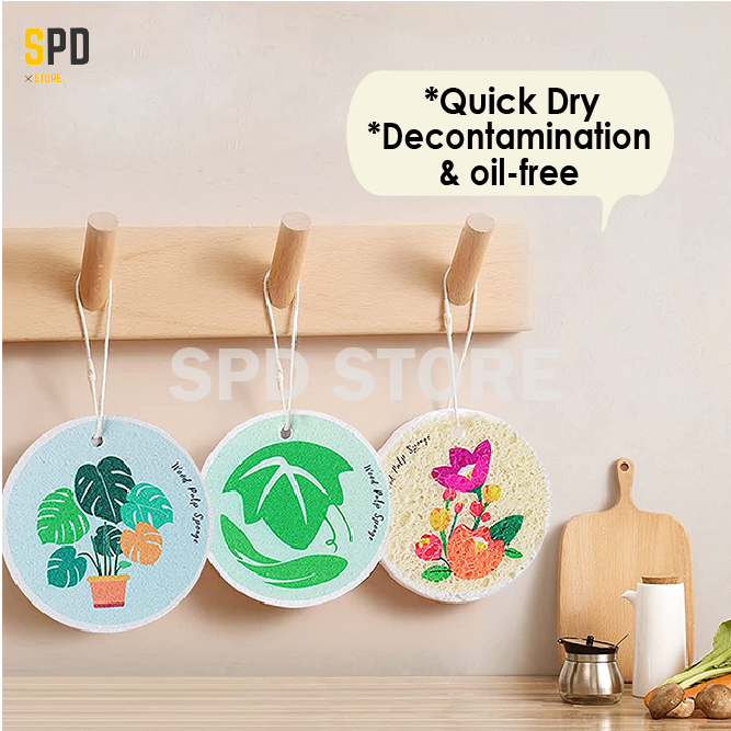 Quick Dry Dish Washing Compressed Wood Pulp Sponge for Kitchen and ...