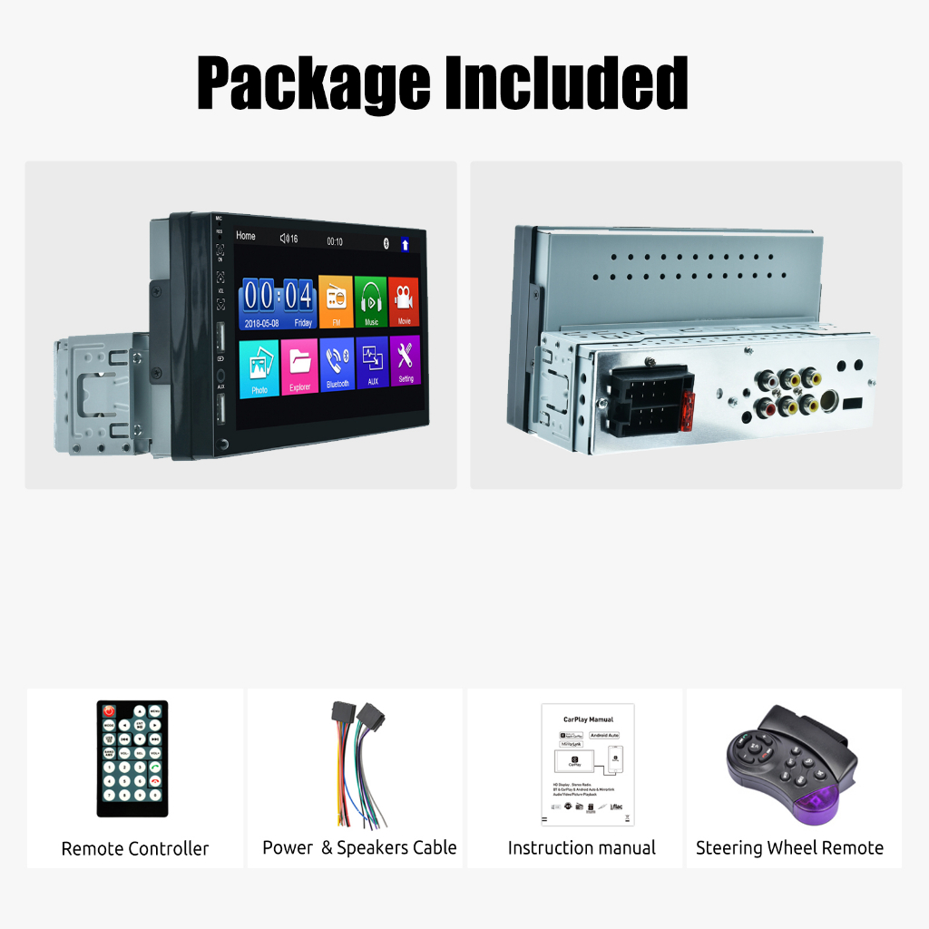 ESSGOO 7" Inch Single Din Car player Touch Screen Multimedia MP5 Player With Mirror link ...