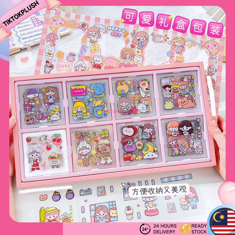 200 Pcs/Box Momo Series Cute Girl Cartoon Stickers Hand Account Cute ...