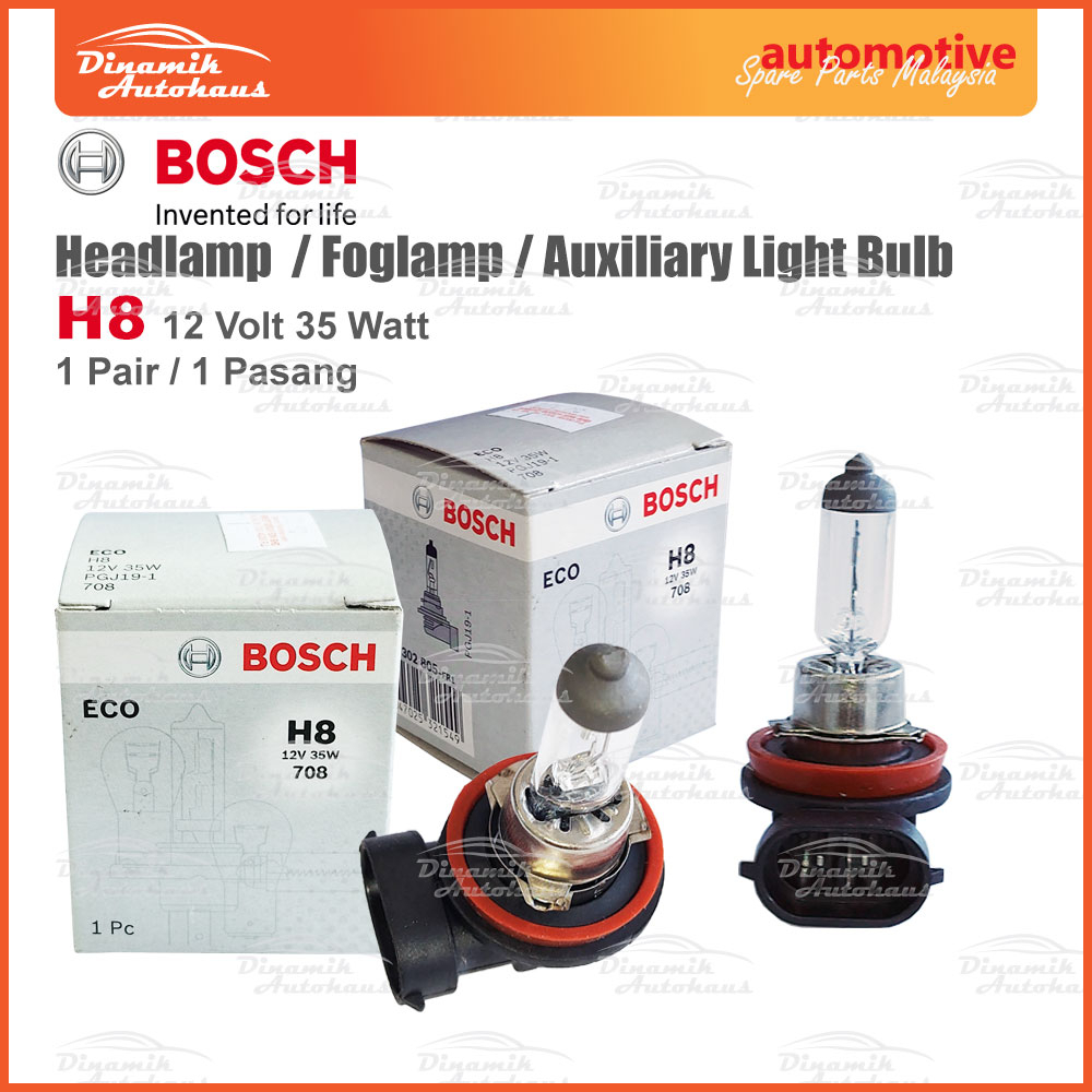 Bosch H8 12 Volt 35 Watt Car Head Lamp / Fog Lamp Halogen Light Bulb (1 Pair) - Mentol Lampu H8 ...