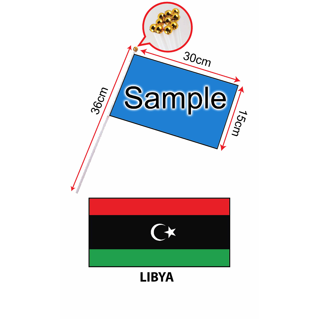 Libya Hand Flag With Stick (15x30cm)/ Bendera Tangan Dunia Libya ...