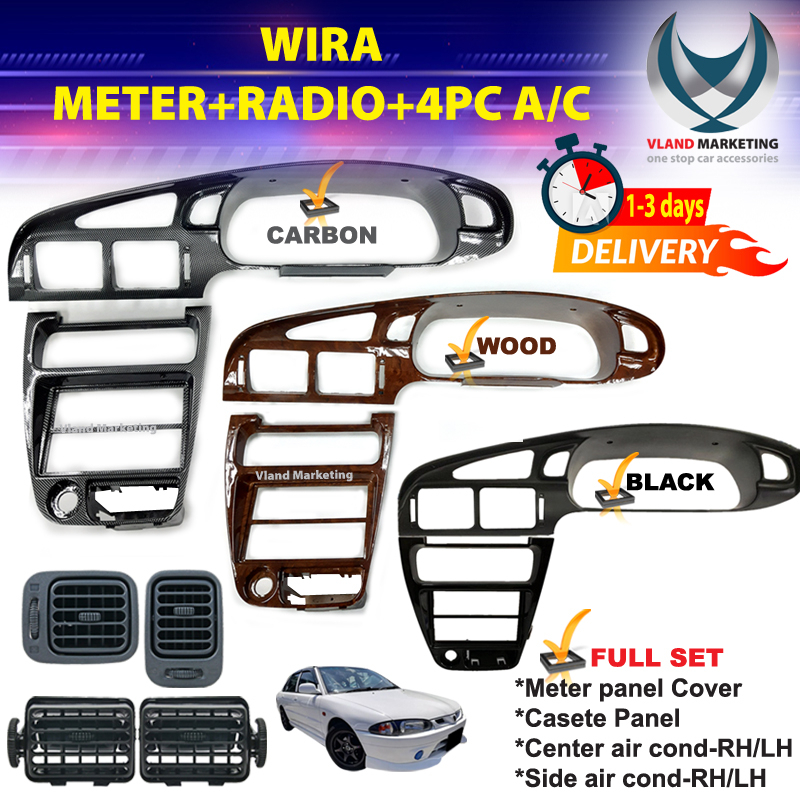 Proton WIRA Satria METER PANEL + RADIO PANEL BLACK (CARBON) (WOOD ...