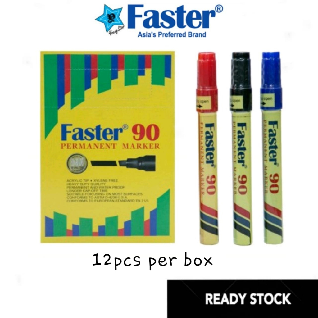 Faster 90 Permanent Marker Pen (Box of 12pcs) | Shopee Malaysia