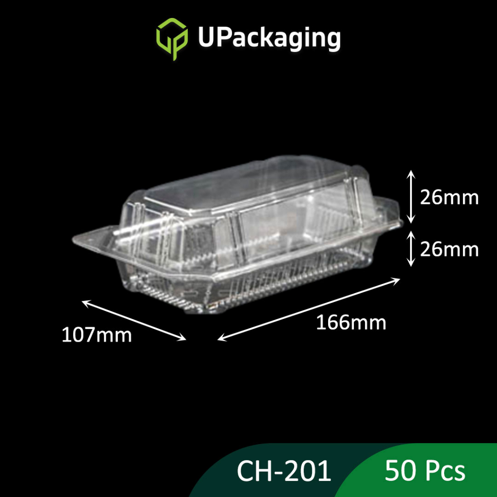 [50 Pcs] CH-201 Transparent Clamshell Container Plastic Locking Food ...