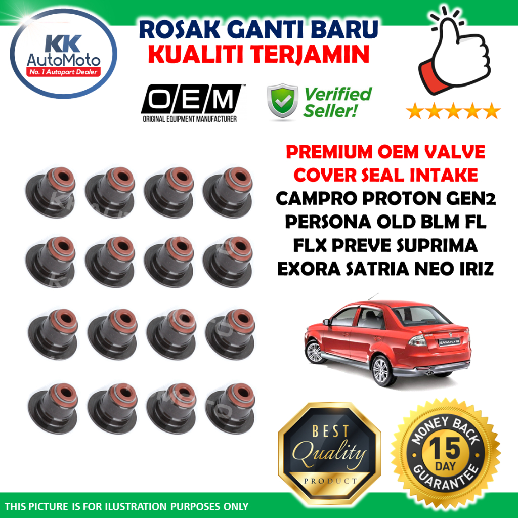 16 Biji Premium OEM Valve Seal Intake Exhaust Valve Proton Gen2 Waja ...