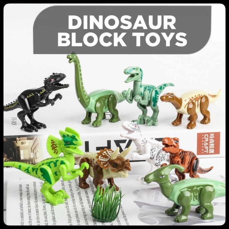 🔥 DIY Building Dinosaur Block Toys Mini Figurines Action Figure Dinosaur World Toys for Kids ...