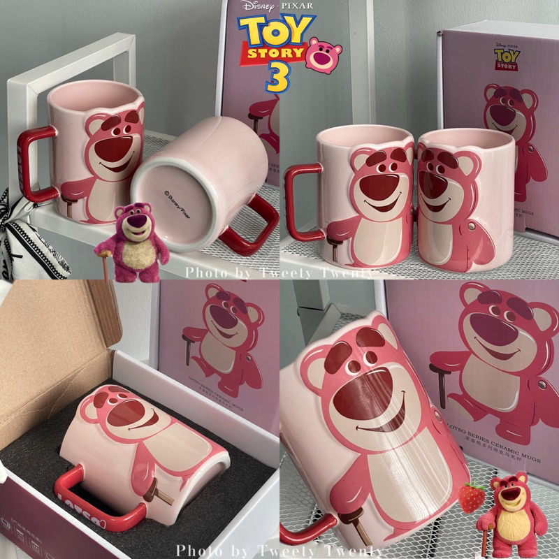 Disney Toystory Lotso Strawberry Bear Ceramic Mug Glass Cup Gift Set ...
