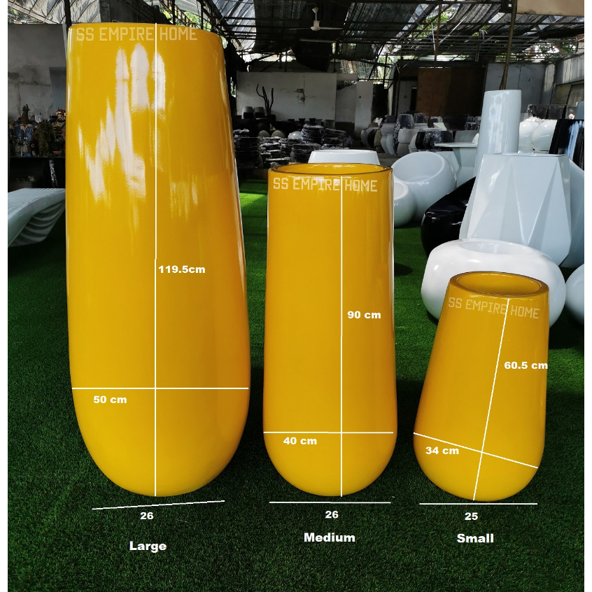 REX FP33 Yellow Fiberglass Tall Flower Pot Pasu Bunga Tinggi Garden ...