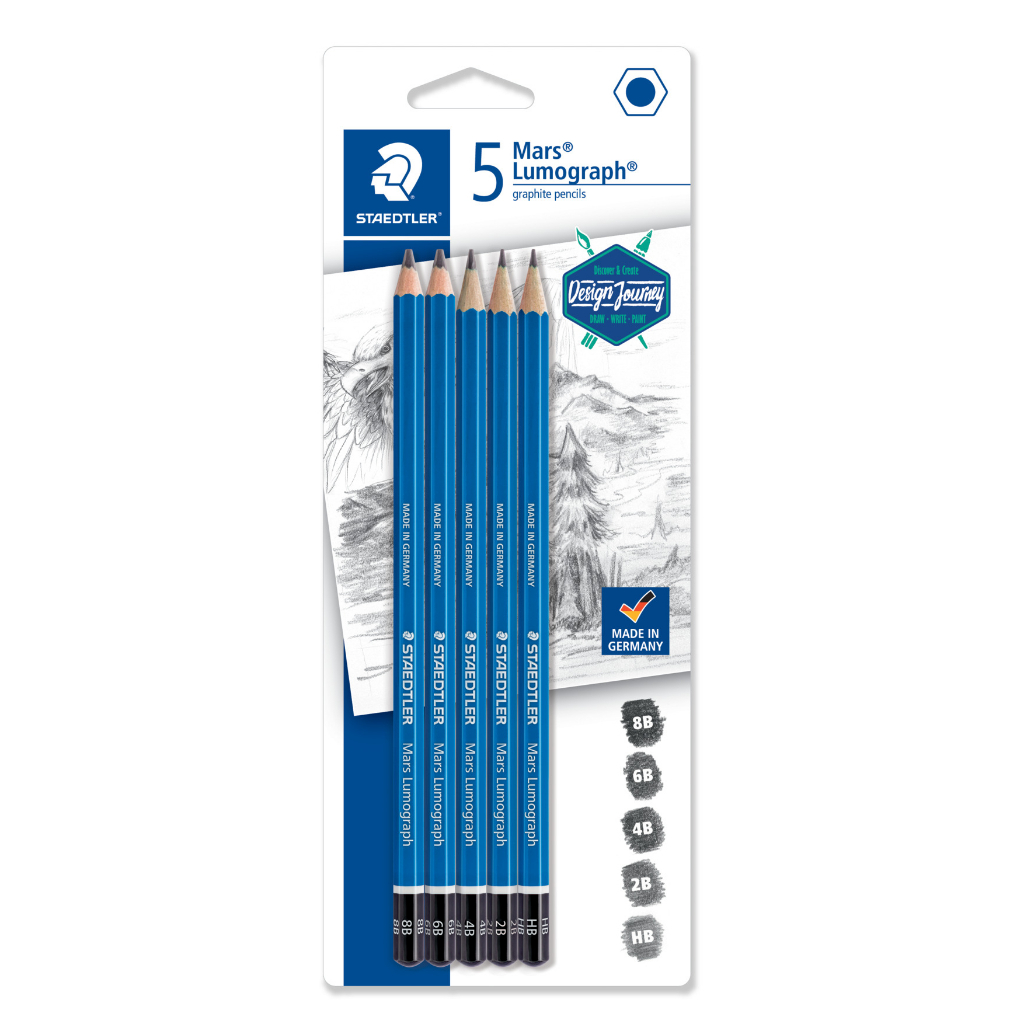 Staedtler Mars Lumograph Pencil 5 Degrees Set - HB/2B/4B/6B/8B | Shopee Malaysia