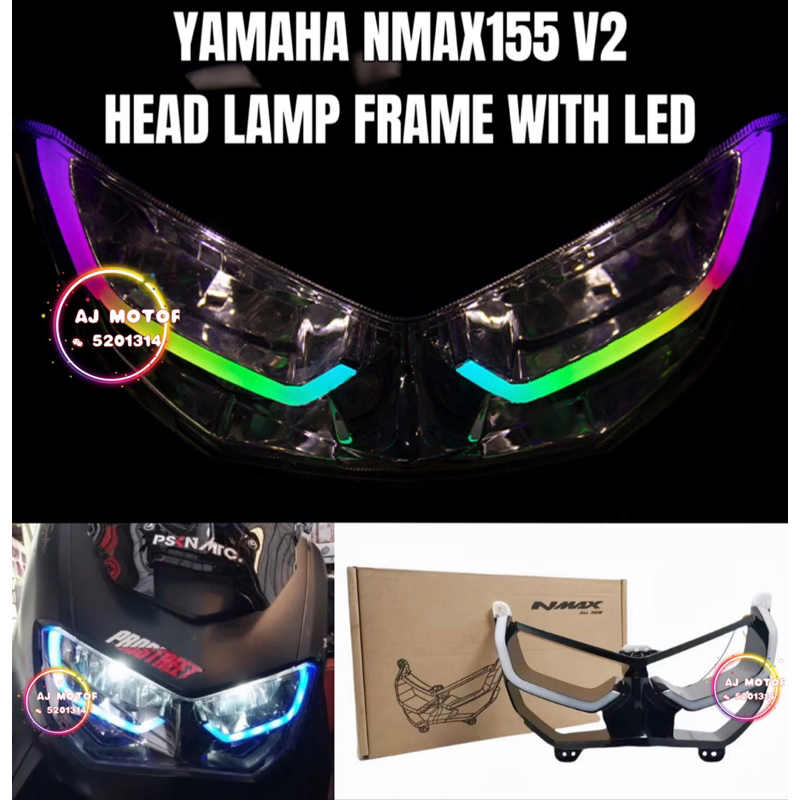 YAMAHA NMAX155 V2 HEAD LAMP FRAME WITH LED LIGHT / HORN PANEL NMAX 155 ...