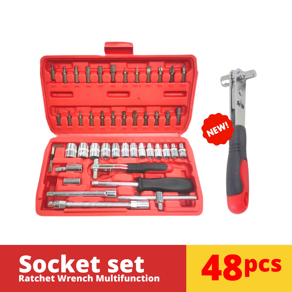 PRODIY SATAGOOD 46pcs 1/4 Inch Socket Wrench Set Ratchet Wrench Set ...