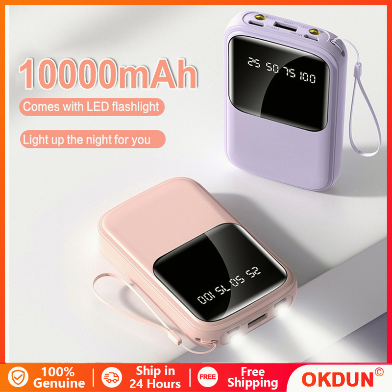 Powerbank 10000mAh Built in 3 Cables Fast charging Digital LED Display ...