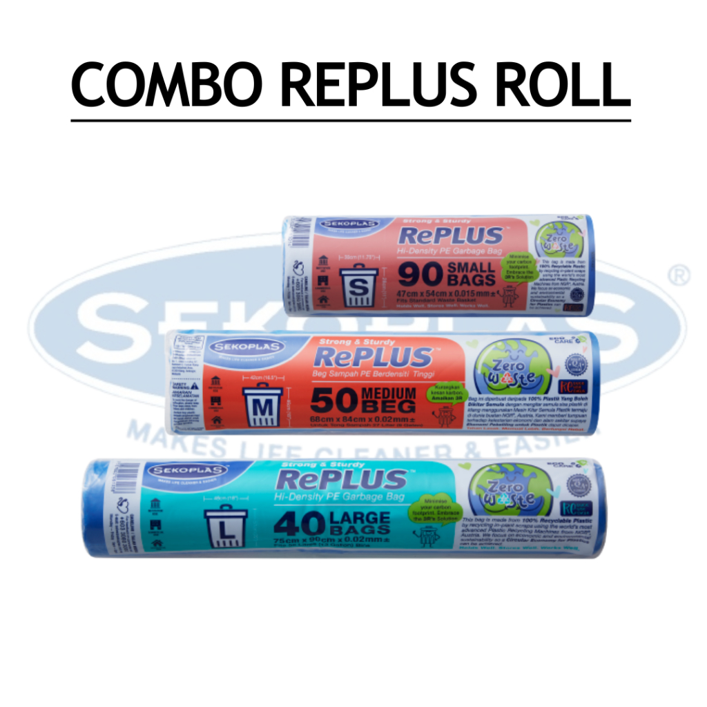 COMBO 2 rolls - Sekoplas RePLUS HDPE Garbage Bag | Shopee Malaysia