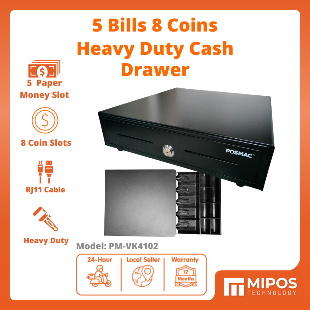 Cash Drawer POSMAC Heavy Duty / 5 Bills 8 Coins Cashier Drawer / POS ...