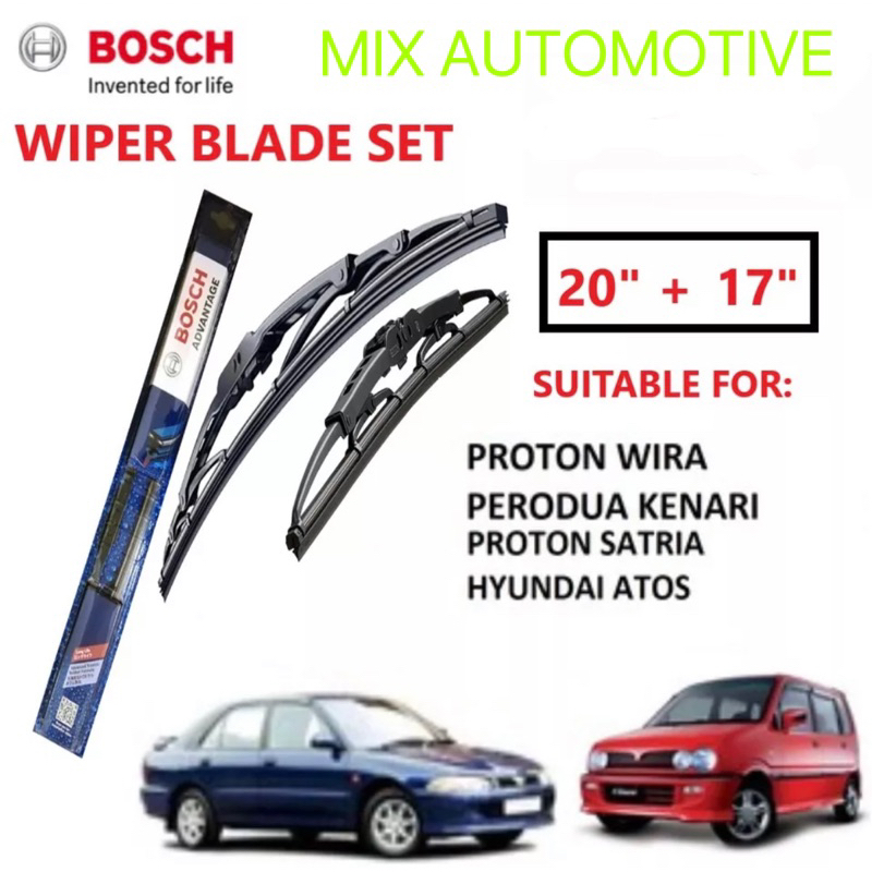 WIPER DEPAN PROTON WIRA Bosch Advantage BA2017 Wiper Blade 20" & 17" For Wira / Kenari / Satria ...