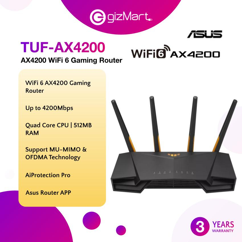 ASUS TUF Gaming AX4200 (TUF-AX4200) Dual Band WiFi 6 Gaming Router with ...