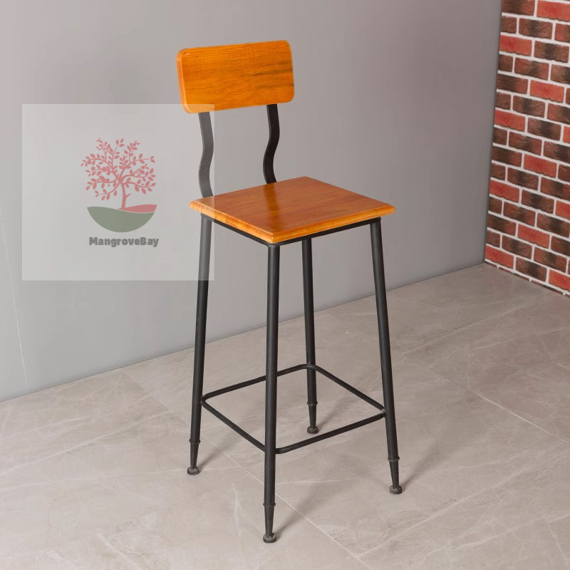 2 Units Bar High Stool Solid Wood With Strong Steel Frame Multi ...