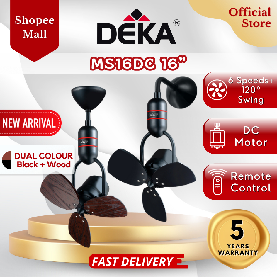 DEKA MS16DC 16" 3 Blades Wall Fan 6 Speeds Remote Control Ceiling Fan ...