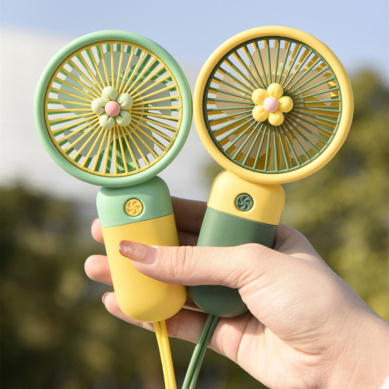 Cute Flower Hand Held Fan USB Charging Mini Portable Fan Household ...