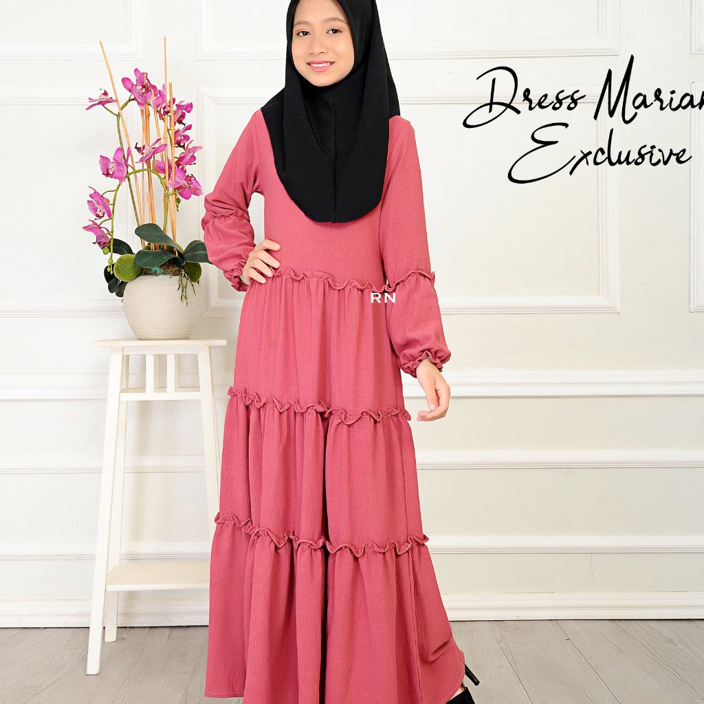 Mariana Dress Kids Gaun Labuh Kembang Budak Perempuan Jubah Hitam Putih ...