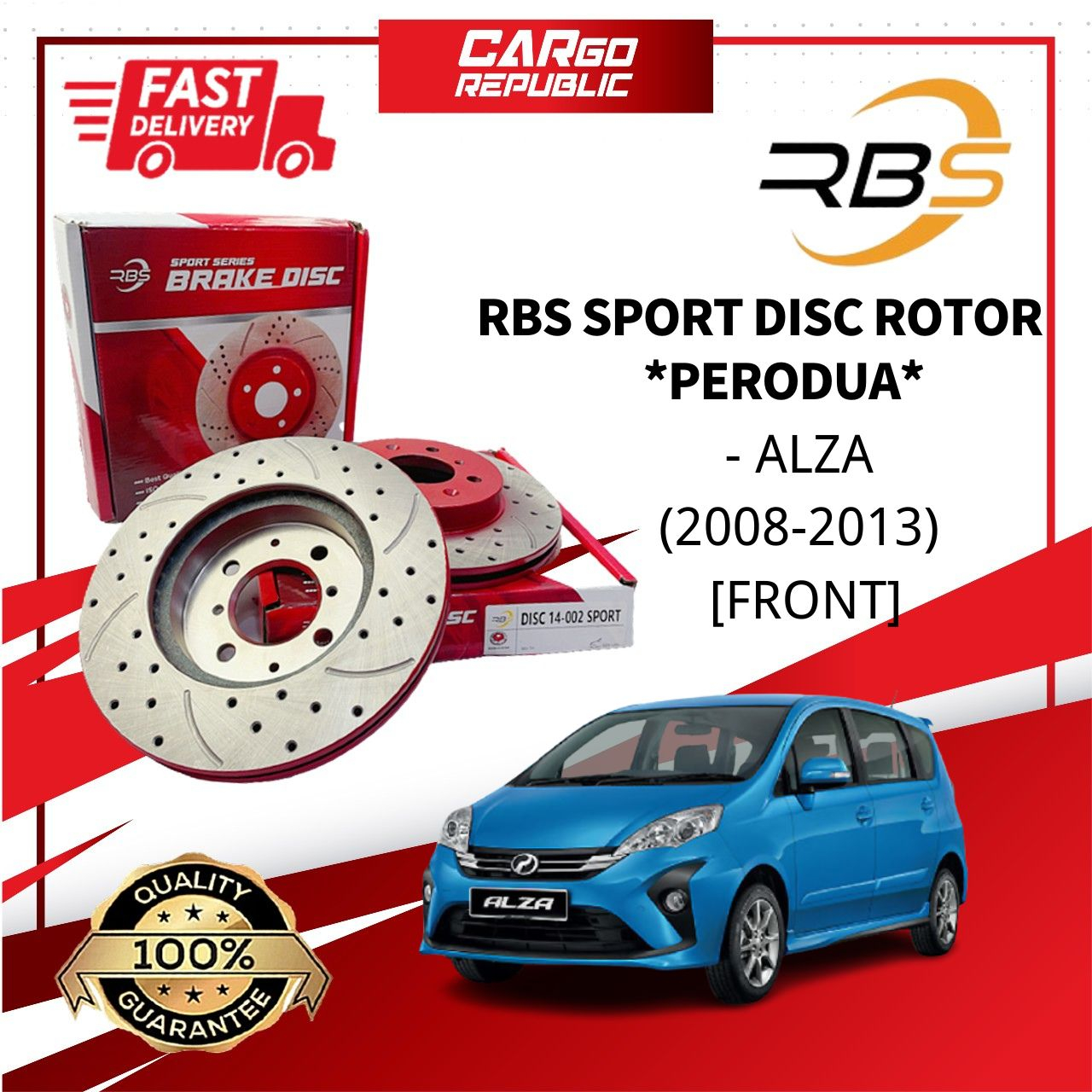 RBS Sport Disc Rotor Perodua Alza ( 2008 - 2013 ) Front (Depan) 100% ...