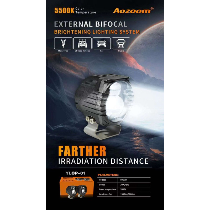 AOZOOM HIGH POWER EXTERNAL BIFOCAL FOG LAMP 100% ORIGINAL | Shopee Malaysia