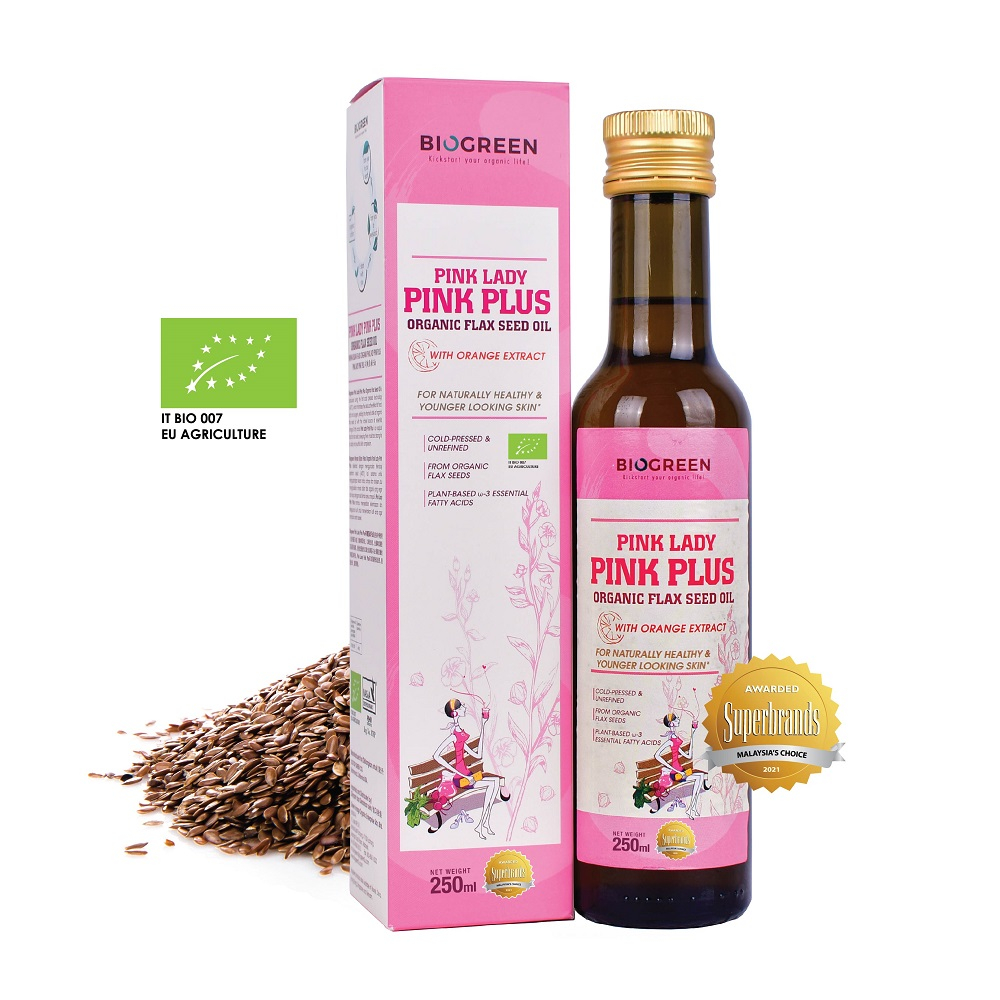 Biogreen Pink Lady Pink Plus Organic Flaxseed Oil with Orange Extract ...