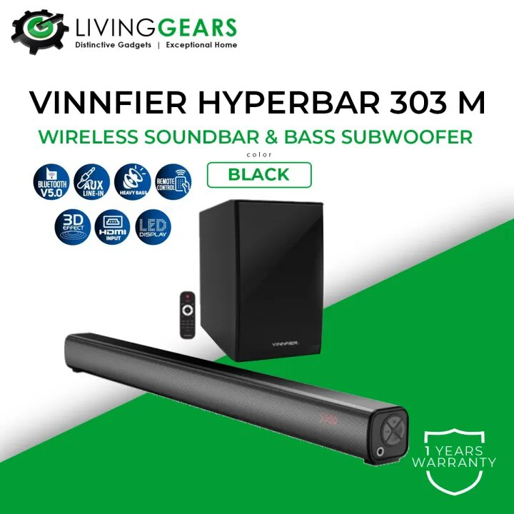 Vinnfier Hyperbar 303 M Wireless Bluetooth Soundbar & Bass subwoofer 3D ...