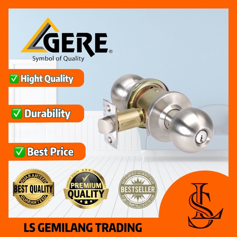 LS GEMILANG GERE (SIRIM) keyless toilet office CYLINDER DOOR LOCK Set ...