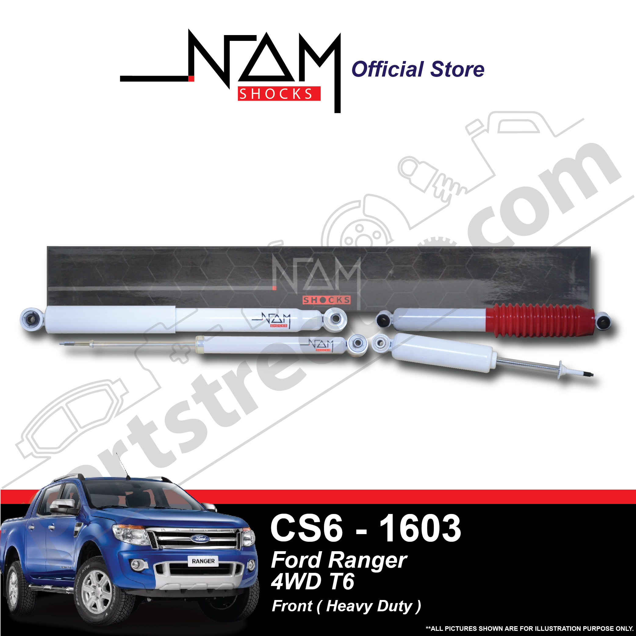 Nam Shocks Absorber Front for Ford Ranger 4WD T6 - CS6-1603 (1set ...