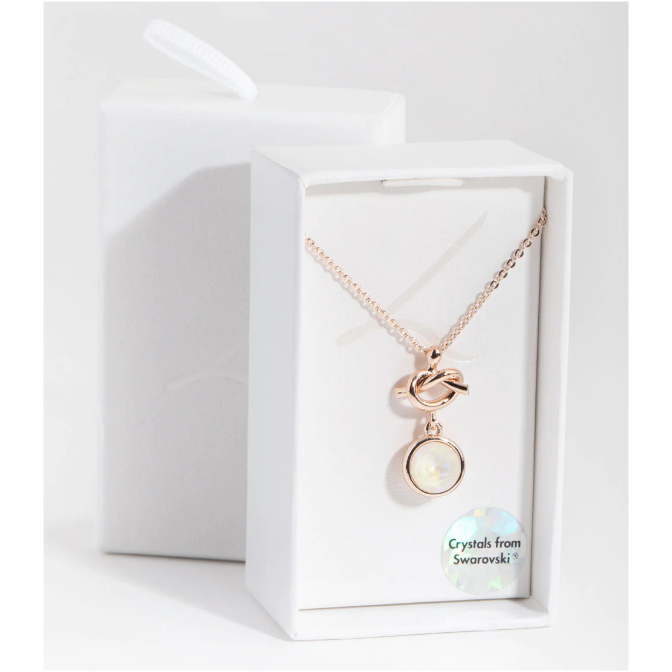Lovisa Rosegold Knotted Circle Drop Swarovski Stone Necklace in Gift ...