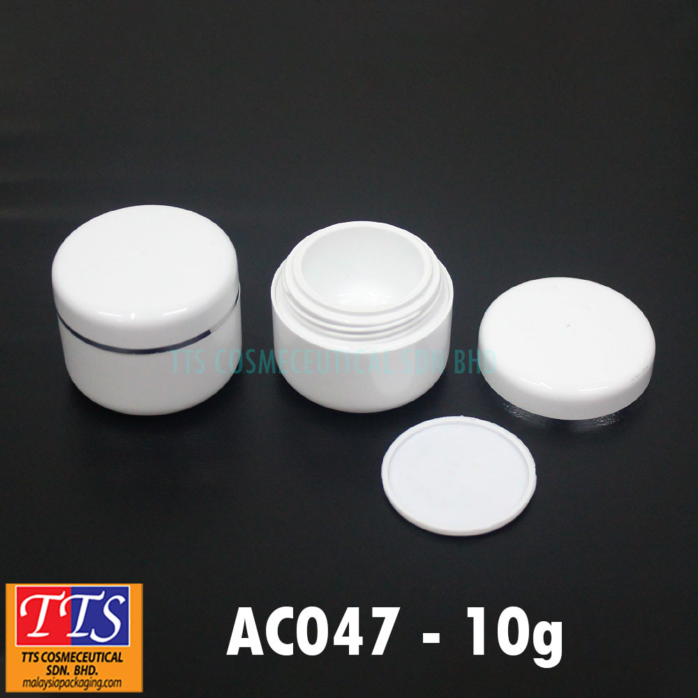 10g White Silver Edge Round Plastic Cosmetic Container Cream Jar Bekas ...