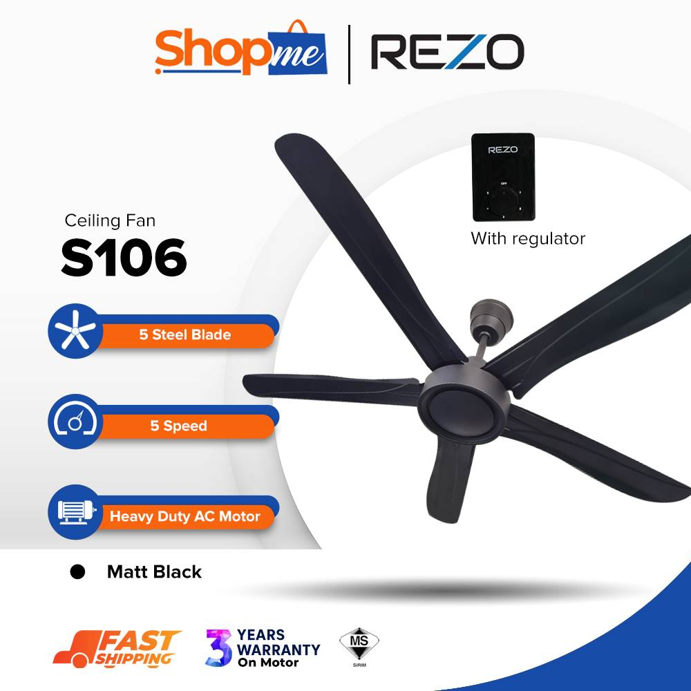 REZO S106 / S306 56” CEILING FAN 5 BLADE Regulator/Remote control ...