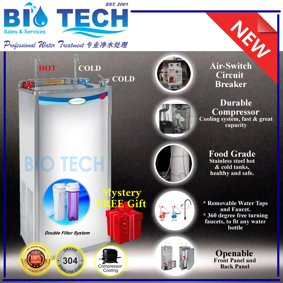 Panas Sejuk Water Cooler Stainless Steel Hot Cold Compressor Cooling ...