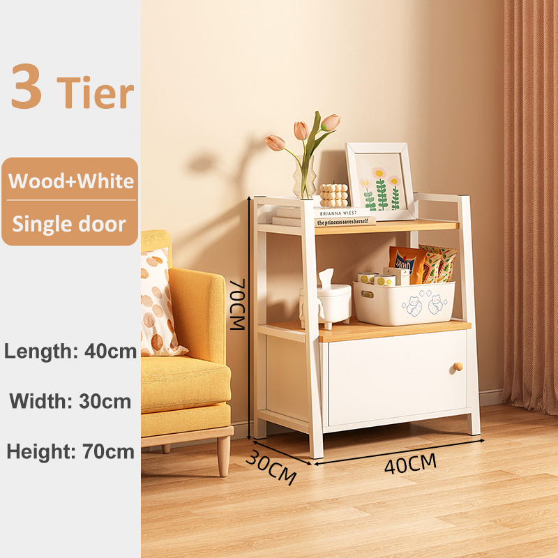 3/4/5 Tier Multipurpose Shelf with Door Cabinet Shelves Rak Besi Book ...