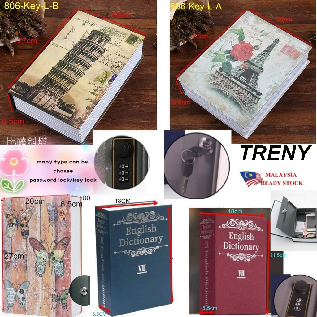 TRENY Secret Safety Box Book Safe Passcode Hidden Storage Anti Theft ...