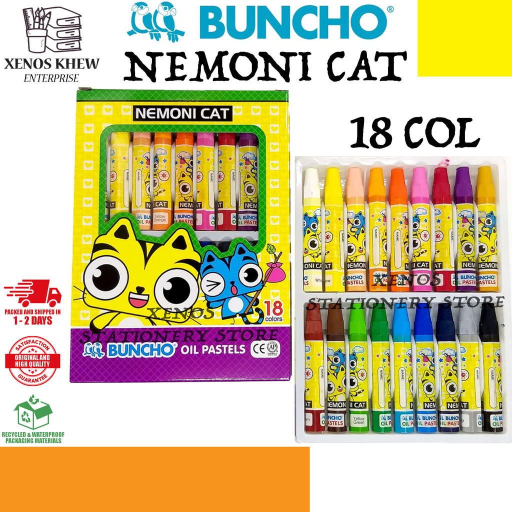 BUNCHO NEMONI CAT OIL PASTEL CRAYON / BUNCHO NEMONI CAT WARNA CRAYON ...