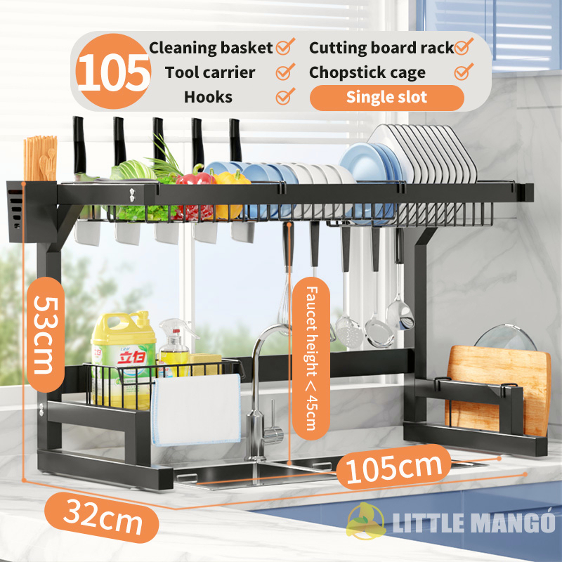 Stainless Steel Rack Dish Rack With Cover Kabinet Dapur Rak Pinggan ...