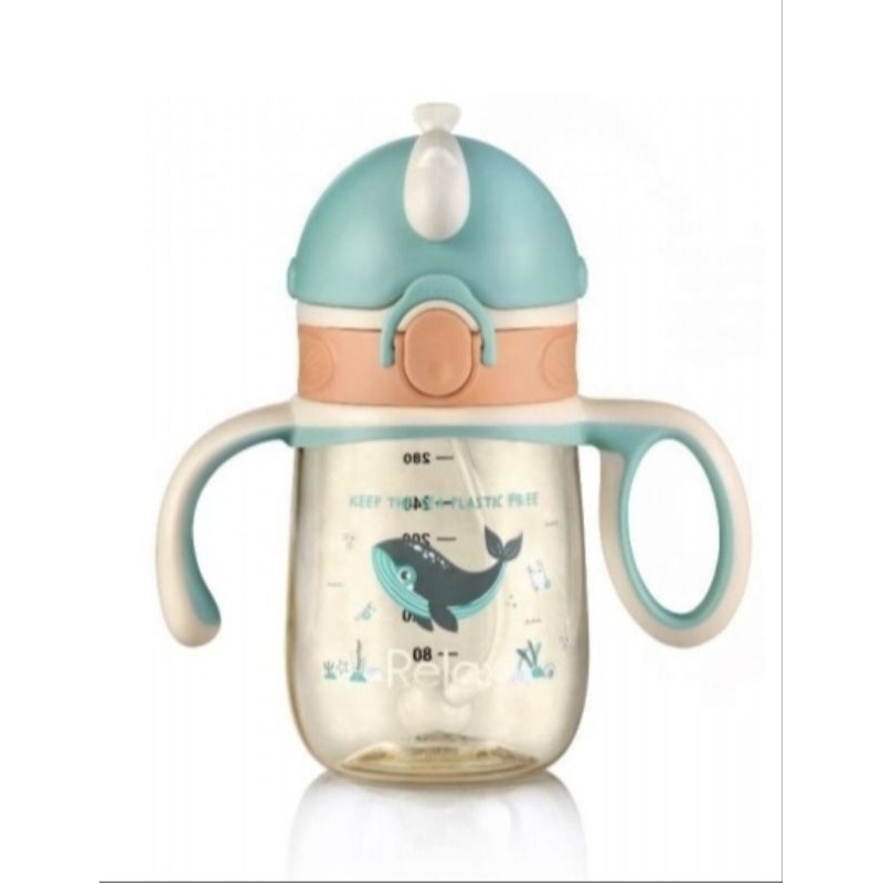 Relax PPSU 280ml Tritan Bottle Kids Water Bottle Dual-Function (2in1) cover Training Cup ...
