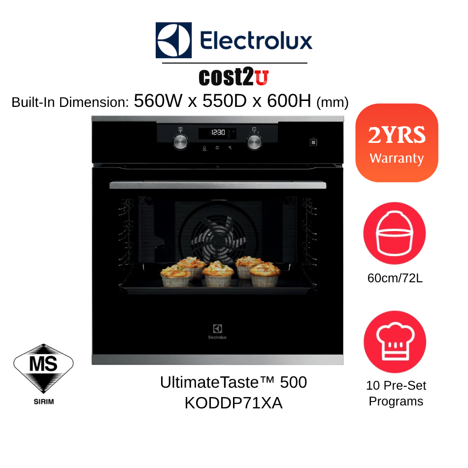 Electrolux 72L UltimateTaste™ 500 Built-In Electric Oven with SteamBake | KODDP71XA (Steam ...
