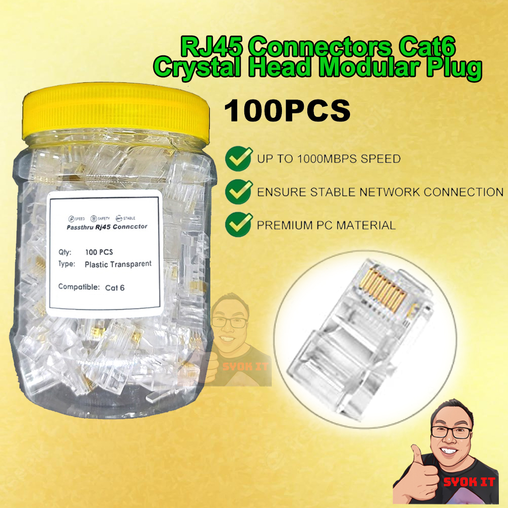Ready Stock High Quality RJ45 CAT6 Crystal Head Modular Plug Connector ...