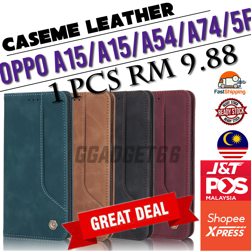 Caseme Leather Flip Case Oppo A78/A17/A15/A16/A3s/A5s/A12e/A12/A54/A74/A76/A95/A96/A93/A92/A57 ...