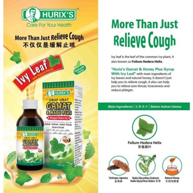 Hurix's Ubat Batuk, Demam, Selesema, Sakit Tekak Dewasa dan kanak² ...